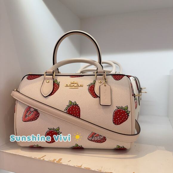 Coach | Bags | Nwt Coach Rowan Satche Bag With Strawberry Print Cal63 ...